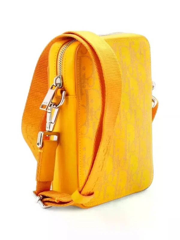 Dior World Tour Zip Messenger Pouch Oblique Galaxy Leather Crossbody Bag - Yellow