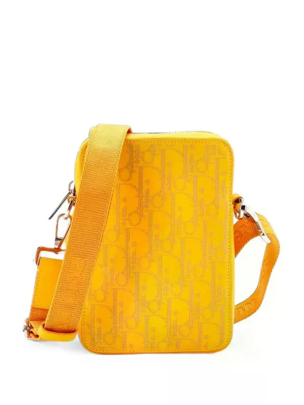 Dior World Tour Zip Messenger Pouch Oblique Galaxy Leather Crossbody Bag - Yellow
