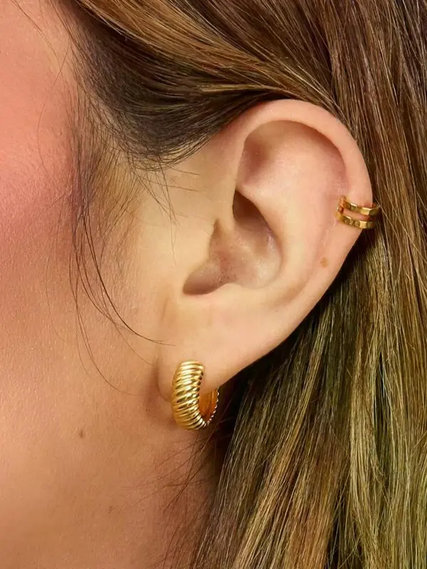 DOWER & HALL Wide Twist Huggie Earrings