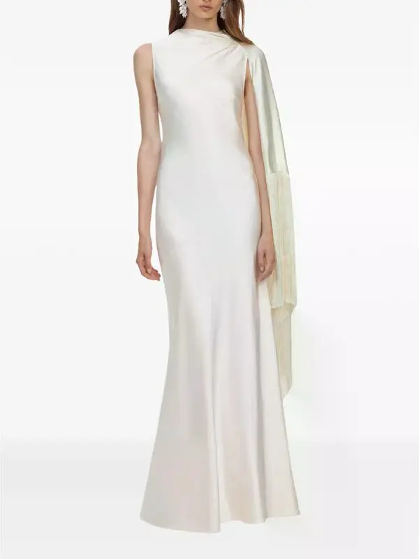 SELF-PORTRAIT Fringed Satin Maxi Dress