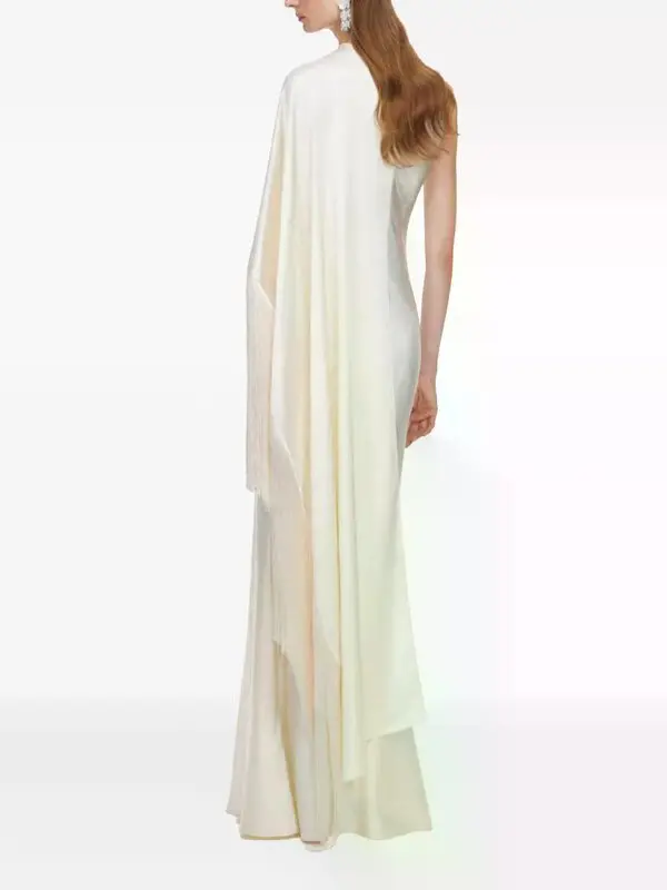 SELF-PORTRAIT Fringed Satin Maxi Dress