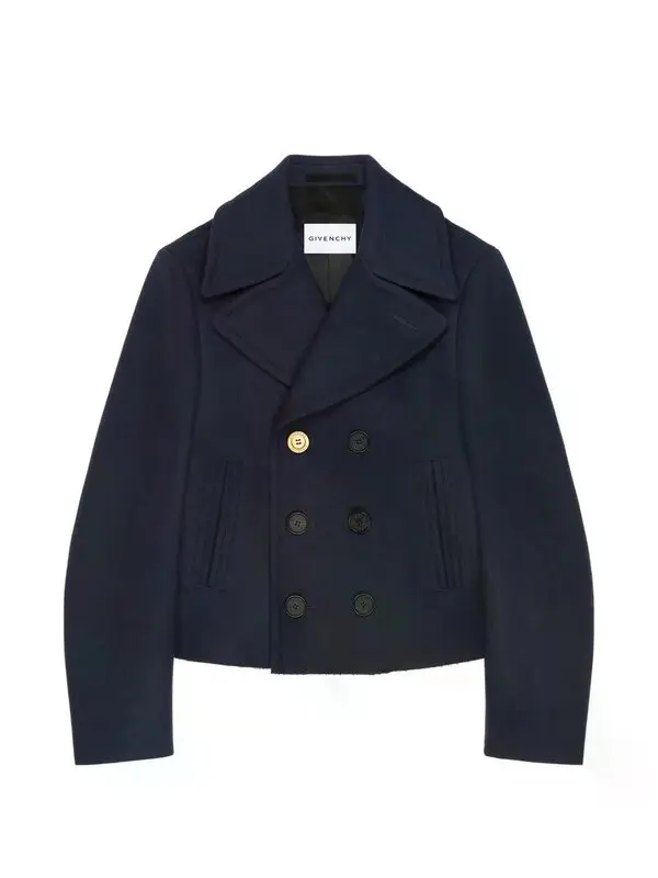 Givenchy Cropped Pea Coat In Wool