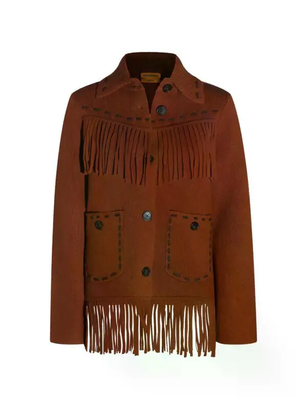 Guest In Residence Western Fringe Trimmed Cashmere Jacket - Brown