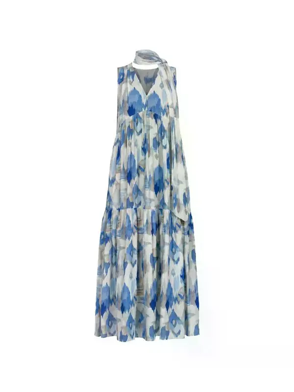 MY REAL IDENTITY Ikat-print Tiered Dress