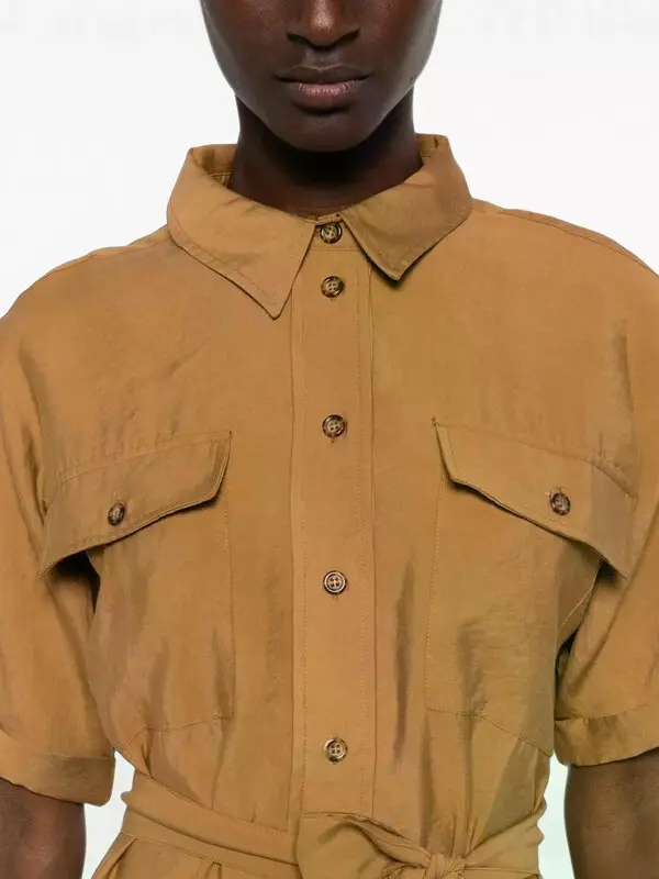 Maison123 Belted Button-front Shirt Dress