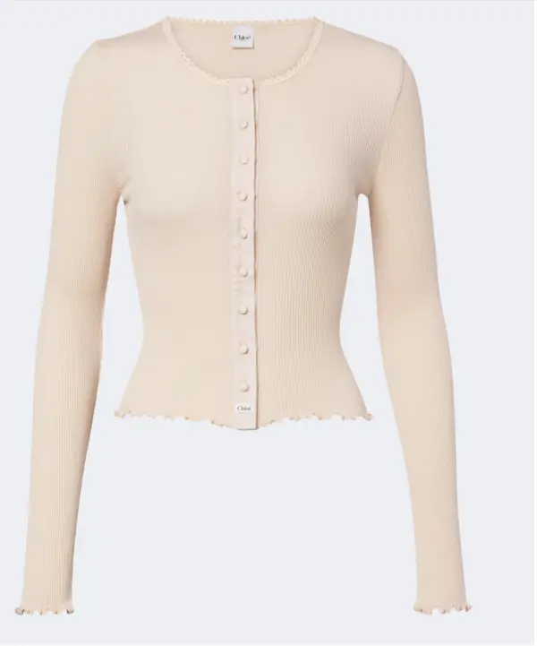 Chloé Ribbed-knit Cotton And Silk Cardigan - Pink