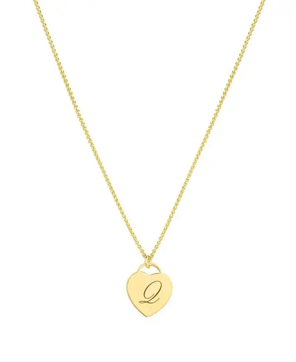 SET & STONES Alice Engraved Initial Heart Necklace - Q
