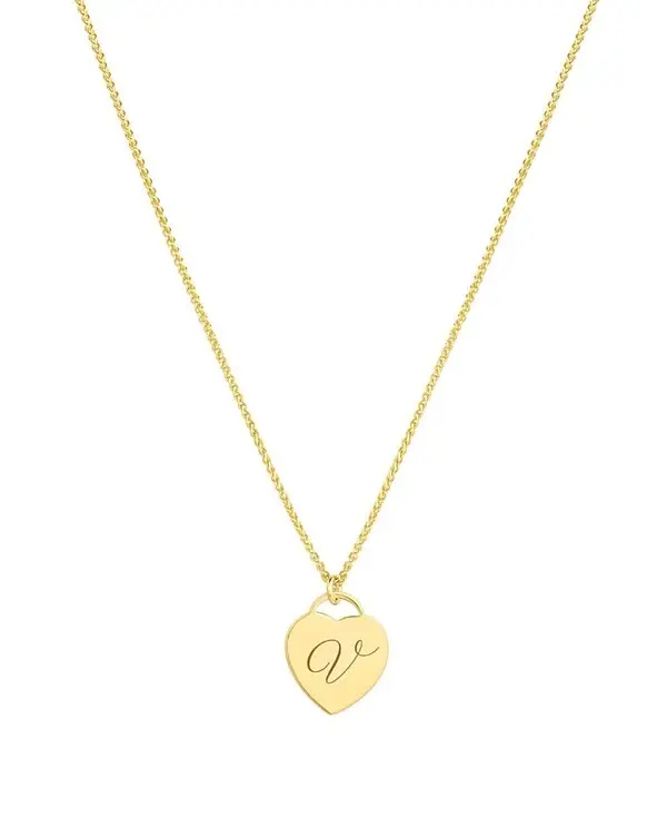 SET & STONES Alice Engraved Initial Heart Necklace - V