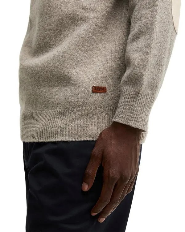 Barbour Essential Patch Wool Crewneck Sweater - Stone