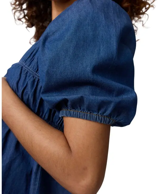 INGRID & ISABEL Chambray Smocked Maternity Top