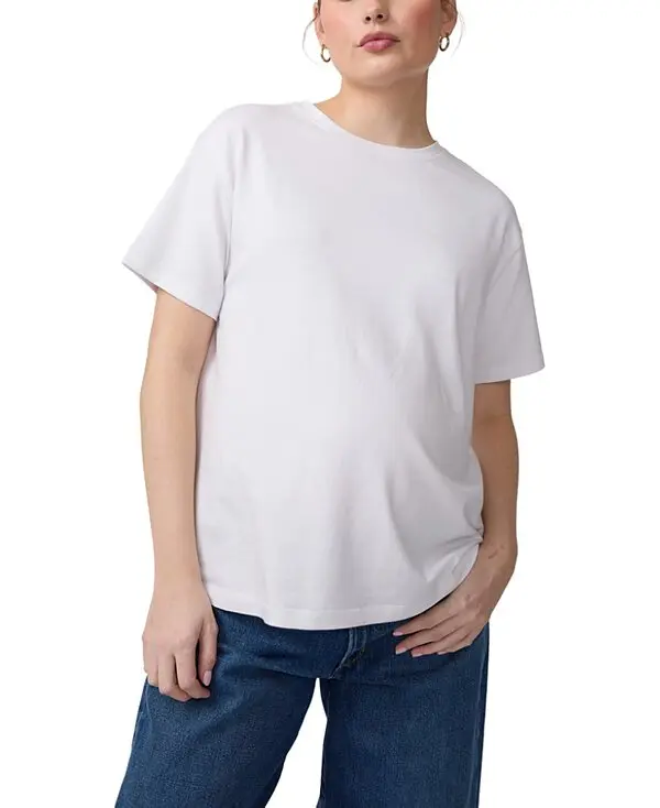 INGRID & ISABEL Short Sleeve Relaxed Jersey Maternity Tee - White