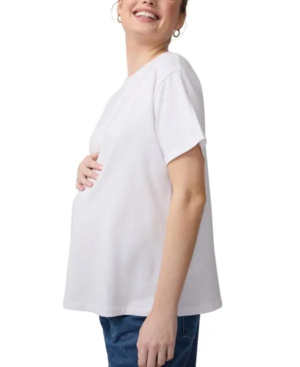 INGRID & ISABEL Short Sleeve Relaxed Jersey Maternity Tee - White