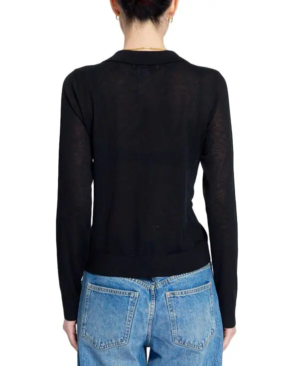 Central Park West Sienna Sheer Isla Button Up Collared Sweater