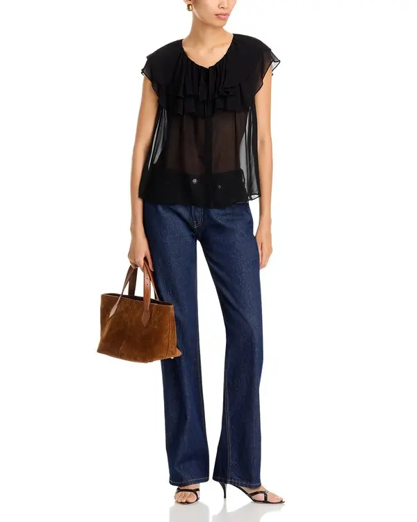 Paige Lucia Sheer Ruffled Blouse