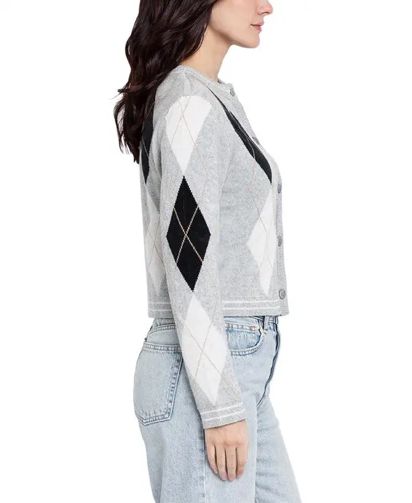 Central Park West Astrid Argyle Cardigan - Grey Combo