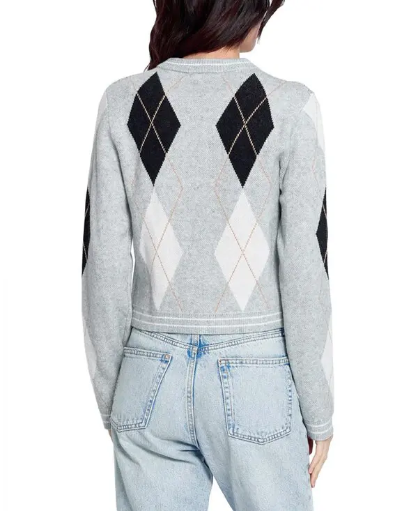 Central Park West Astrid Argyle Cardigan - Grey Combo