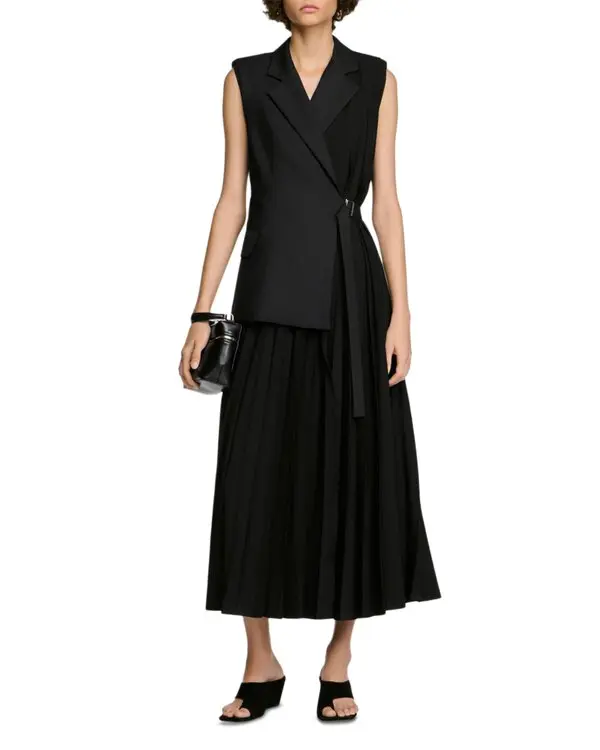 Sandro Eleonore Tailored Wrap Maxi Dress