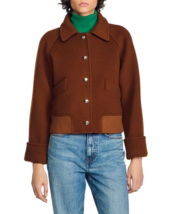 Sandro Anderson Wool Blend Short Coat