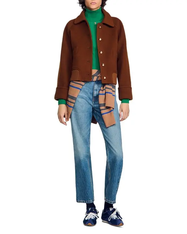 Sandro Anderson Wool Blend Short Coat
