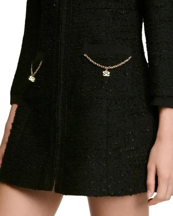 Sandro Axelle Tweed Chain Trim Mini Dress