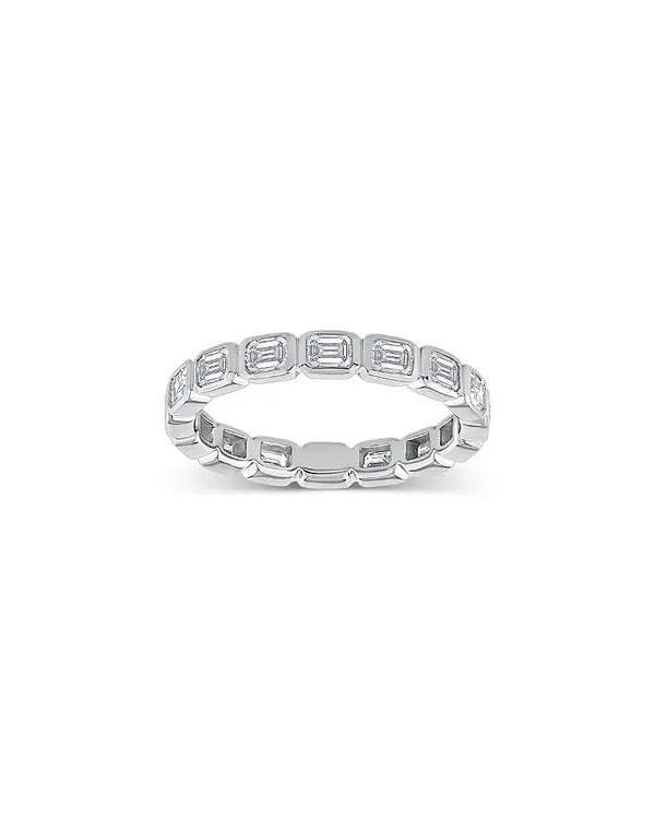 Bloomingdale'S Diamond Emerald Cut Bezel Set Eternity Ring In 14k 1.5 Tcw - White Gold