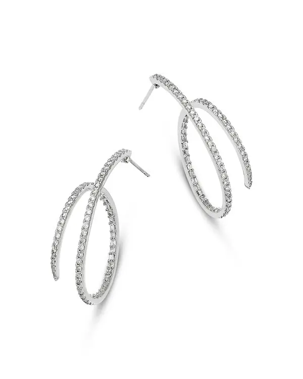 Bloomingdale'S Diamond Coil Hoop Earrings In 14k 0.75 Tcw - White Gold