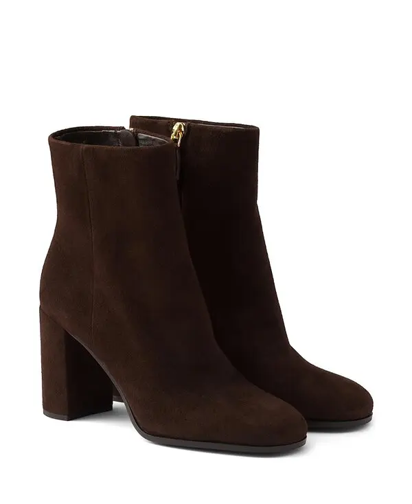 Prada Suede Booties - Dark Brown