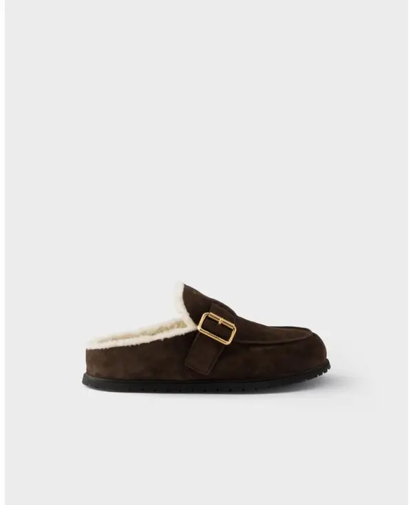 Prada Suede Mules - Dark Brown