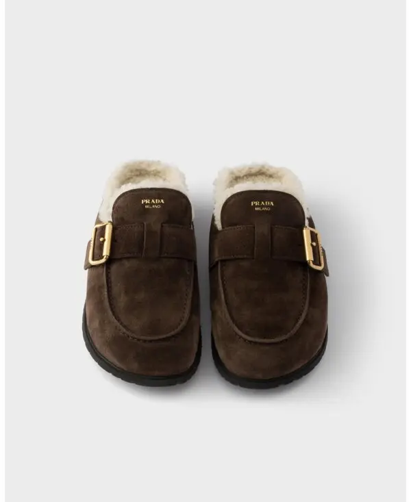 Prada Suede Mules - Dark Brown