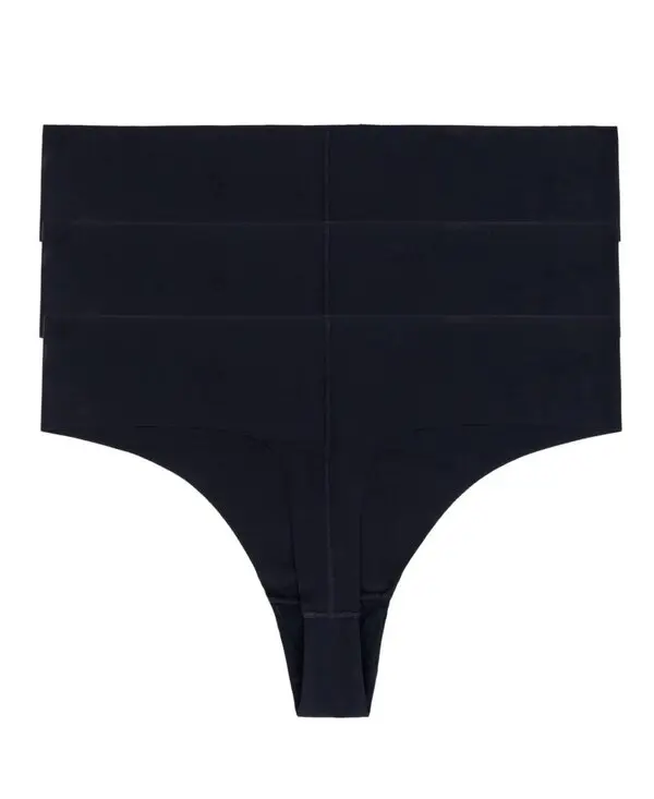 Dkny Seamless Litewear Cut Anywhere Thong 3pk - Black