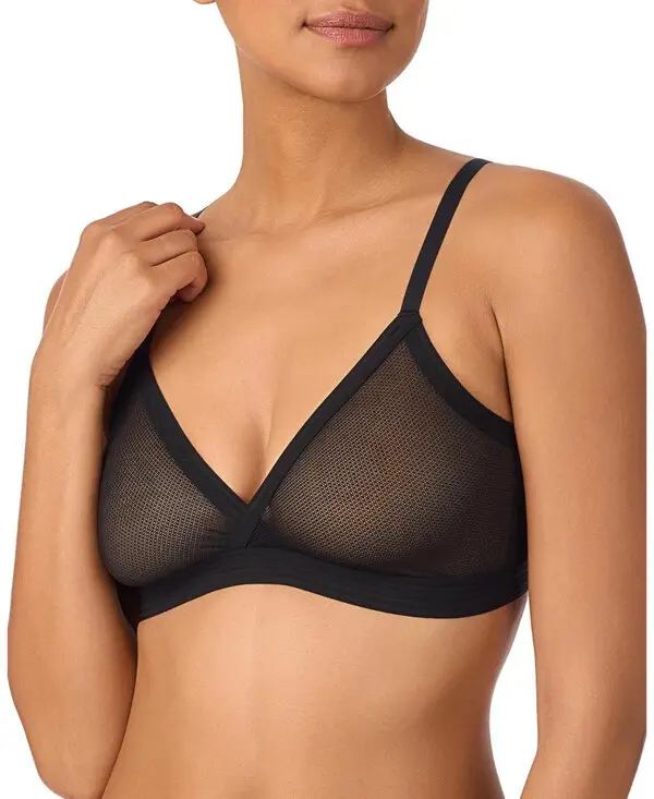 Dkny Sheer Stripe Bralette - Black