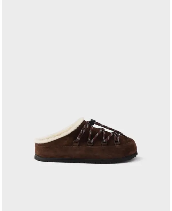 Prada Suede Mules - Dark Brown