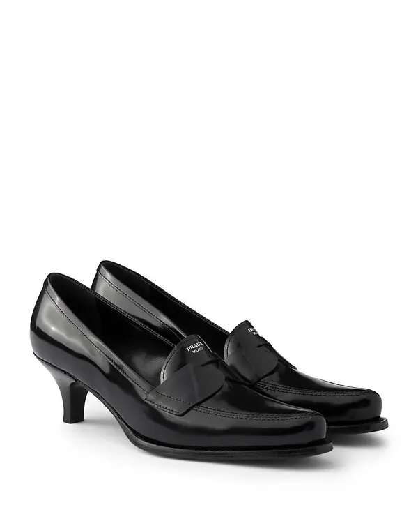 Prada Brushed Leather Loafers - Black