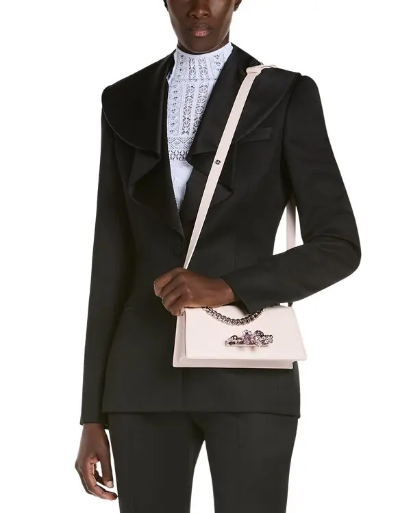 Alexander McQueen Croco Embossed Leather Shoulder Bag