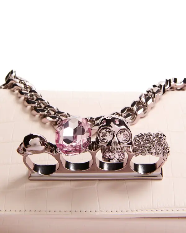 Alexander McQueen Croco Embossed Leather Shoulder Bag