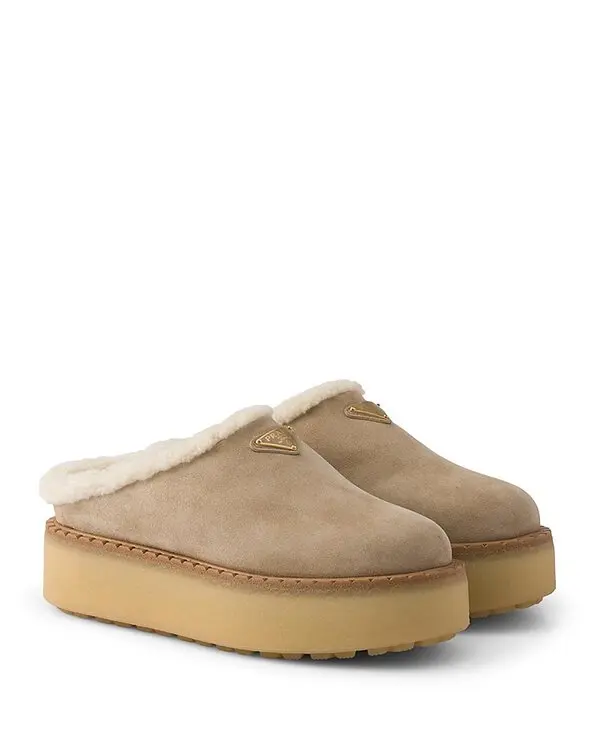 Prada Suede Slippers - Desert Beige