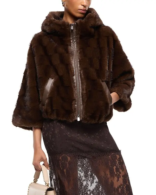 Pinko Cadetia Hooded Faux Fur Jacket
