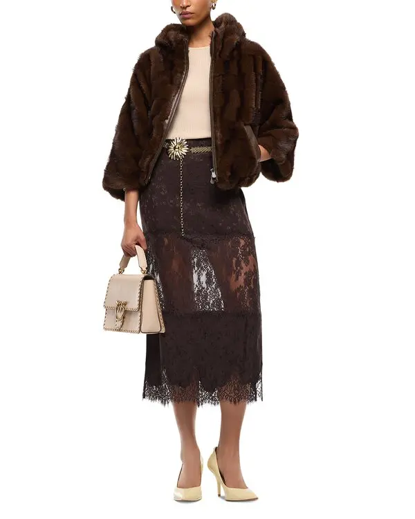 Pinko Cadetia Hooded Faux Fur Jacket