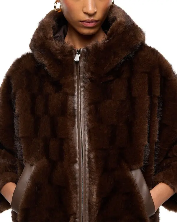 Pinko Cadetia Hooded Faux Fur Jacket