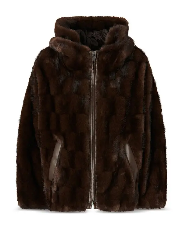 Pinko Cadetia Hooded Faux Fur Jacket