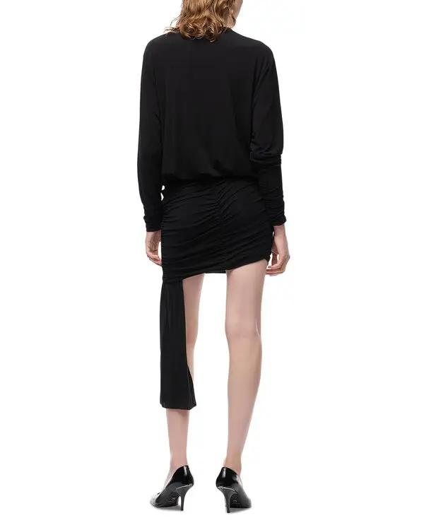 Pinko Plunging Neck Ruched Mini Dress
