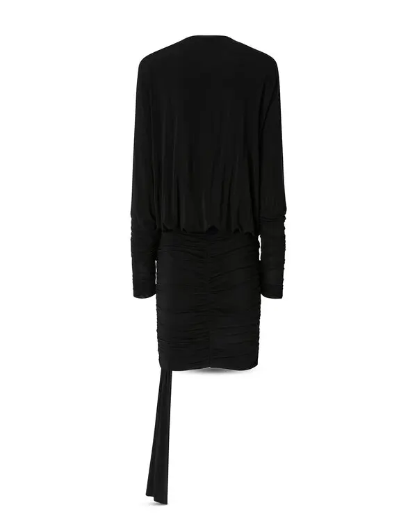 Pinko Plunging Neck Ruched Mini Dress