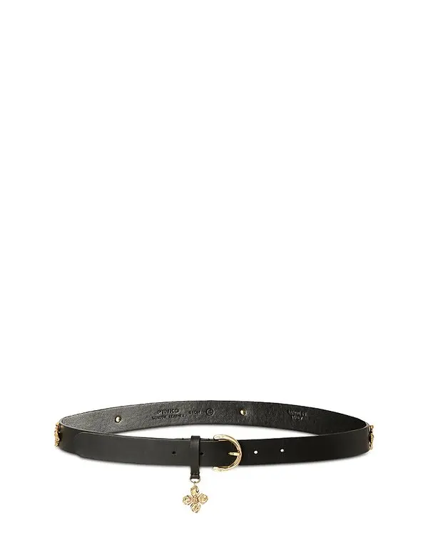 Pinko Borchi Flower Studded Leather Belt