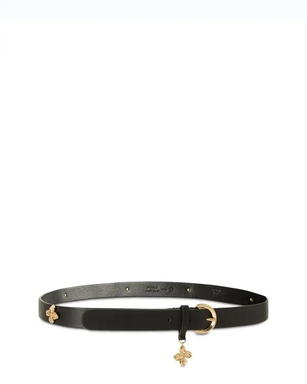 Pinko Borchi Flower Studded Leather Belt