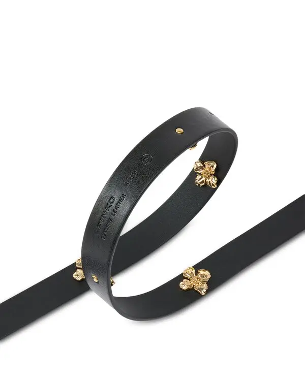 Pinko Borchi Flower Studded Leather Belt
