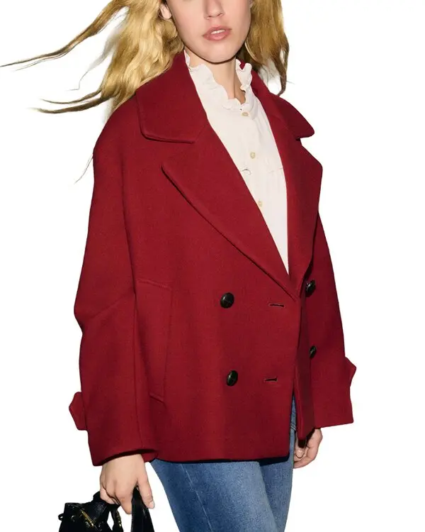 Gerard Darel Alla Wool Blend Oversized Collar Coat