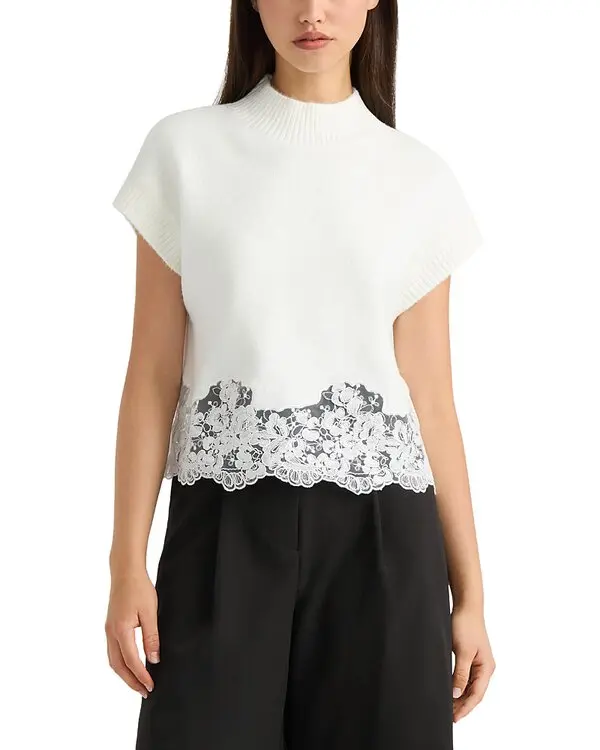 NVLT Mock Neck Lace Hem Sweater