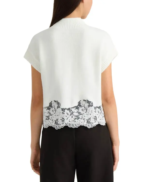 NVLT Mock Neck Lace Hem Sweater