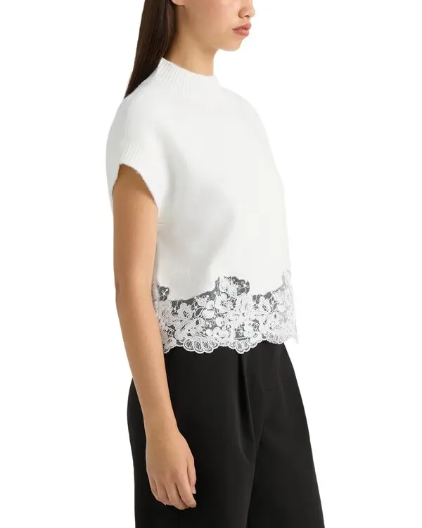 NVLT Mock Neck Lace Hem Sweater