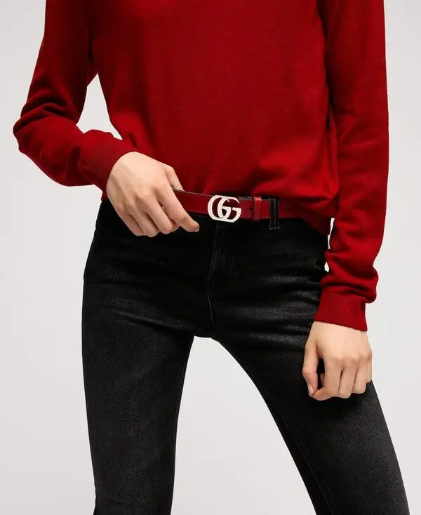 Gucci Thin Belt With Double G Buckle